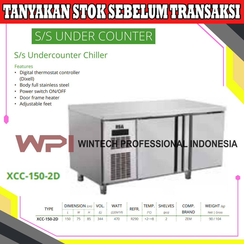 Jual RSA XCC-150-2D SS Kitchen Refrigeration Undercounter Chiller 2 ...