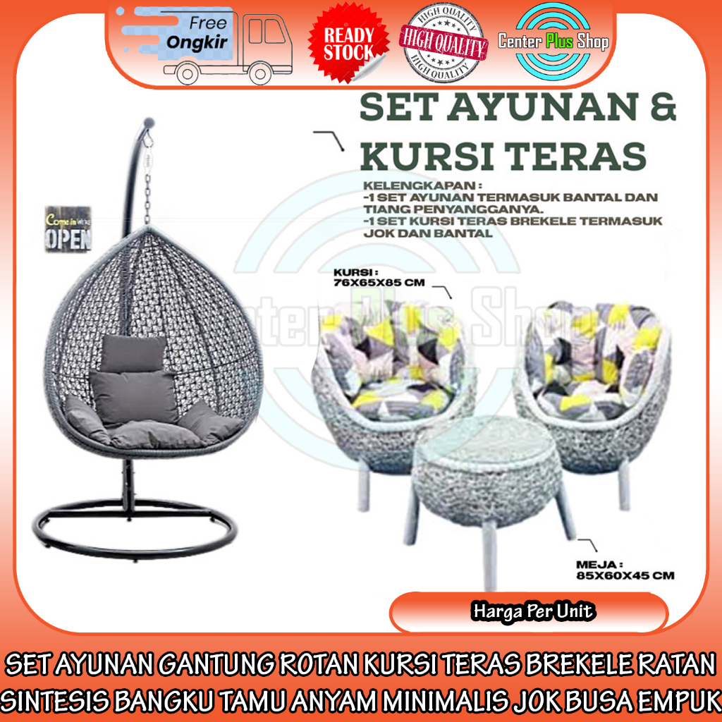 Jual [Instan] SET AYUNAN GANTUNG ROTAN KURSI TERAS BREKELE RATAN ...