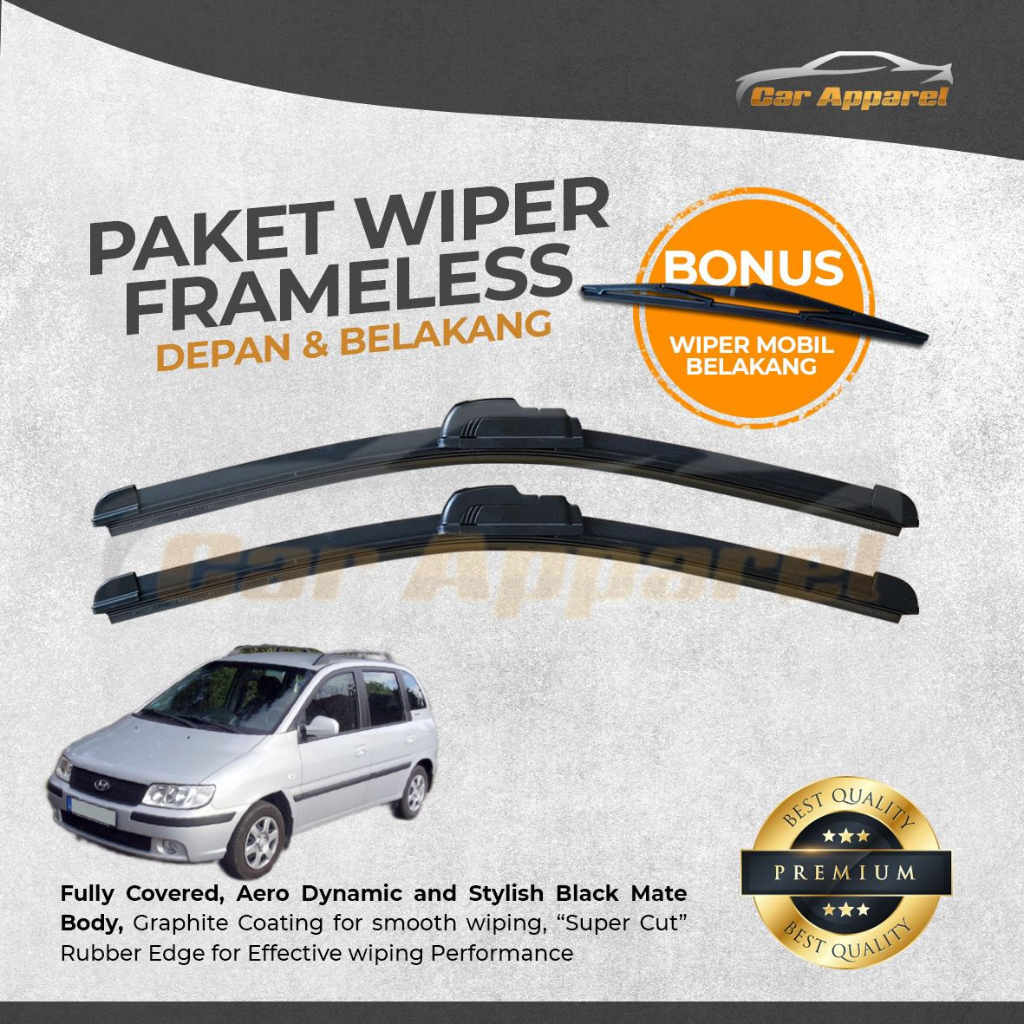 Jual Paket Wiper Hyundai Matrix Depan Belakang Frameless 3 Pcs | Shopee ...