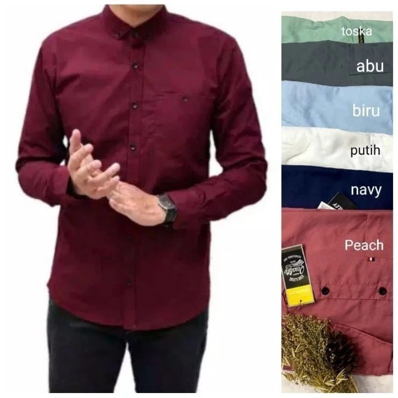 Jual KEMEJA POLOS LENGAN PANJANG || KEMEJA PRIA POLOS | Shopee Indonesia