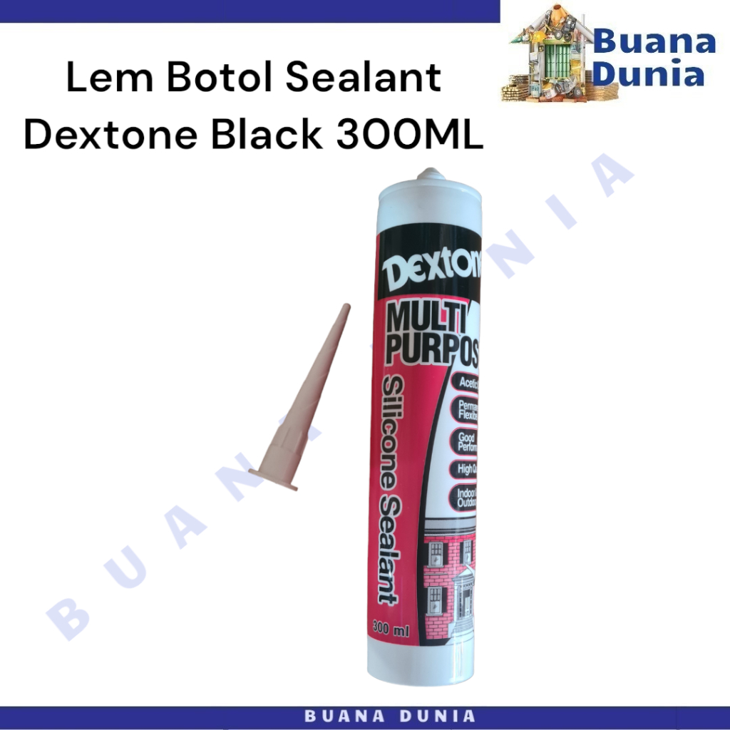 Jual Lem Botol Silicone Dextone Black Sealant | Lem Kaca Tembak 300ML (1PC) | Shopee Indonesia