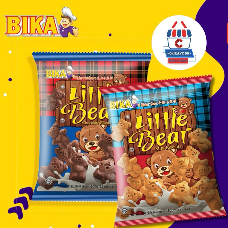 Jual Bika Little Bear Chocolate Biscuits - Milk Biscuits Beruang 100g ...