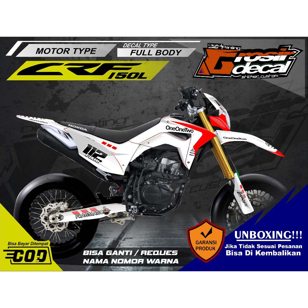 Jual Sticker Decal CRF 150 L Putih Keren Full Body Free Custom Stiker ...