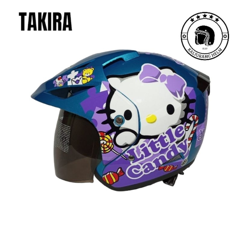 Jual HELM MOTOR SNI TAKIRA MOTIF LITTLE CANDY CRYSTAL BLUE HELM HALF ...