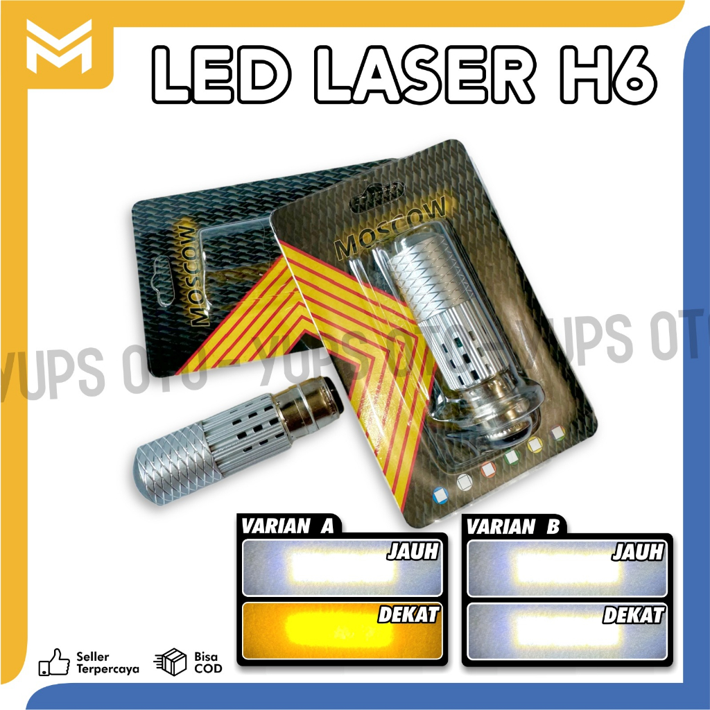 Jual LAMPU LED H6 LASER MOSCOW DUA WARNA PUTIH-KUNING UNIVERSAL PEMAKAIAN MOTOR METIC BEAT FI ...