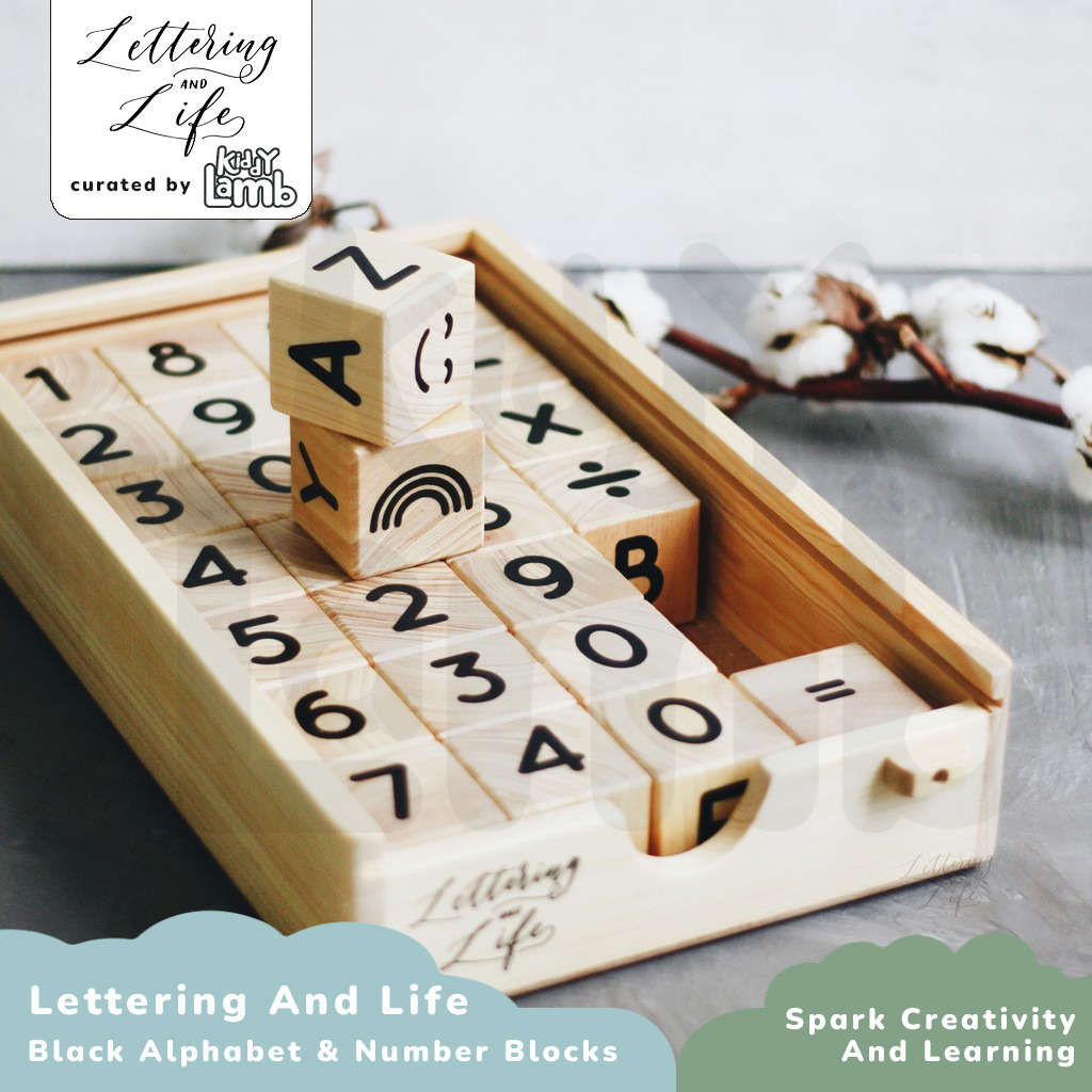 Jual Lettering and Life Alphabet and Number Wooden Blocks / Mainan Kayu ...