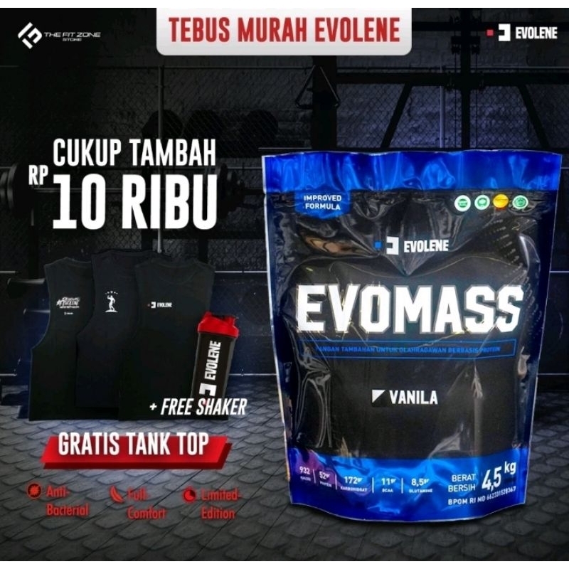 Jual EVOLENE EVOMASS EVO MASS STRAWBERRY GAINER 4500 gram gr 4,5 ...