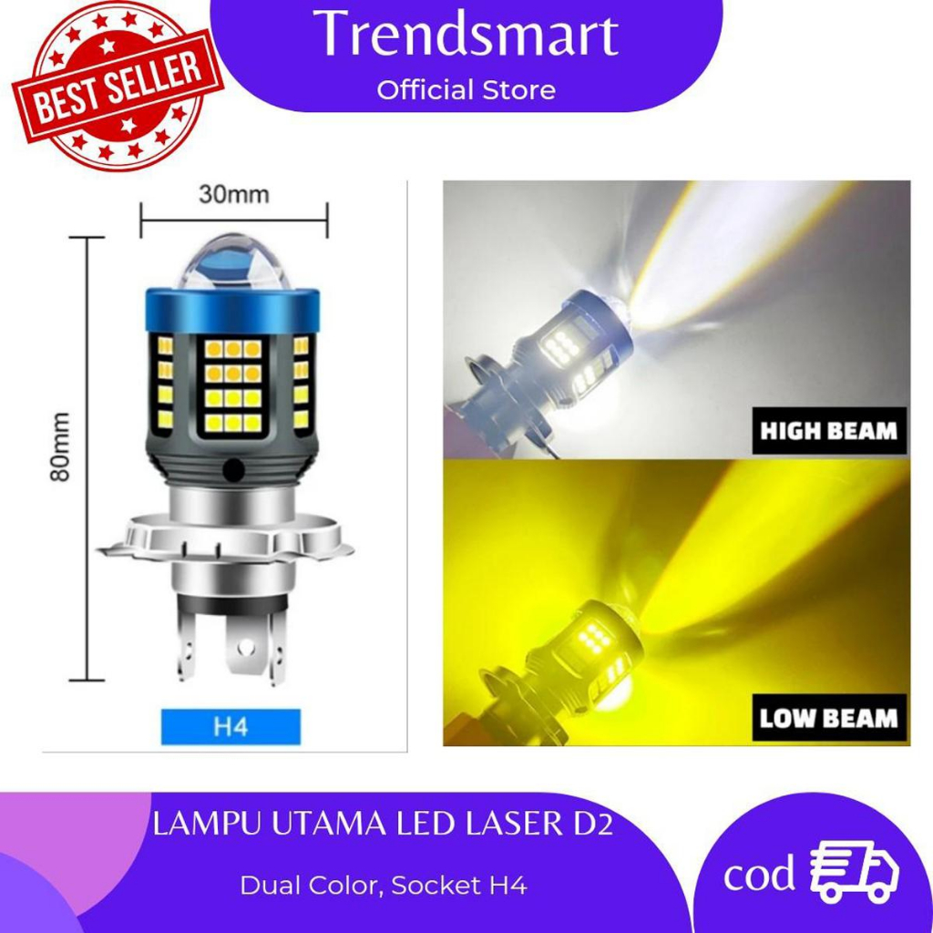 Jual Lampu Utama LED Laser Motor / Mobil Laser D2 & 60 Mata LED H4 15W AC DC | Shopee Indonesia