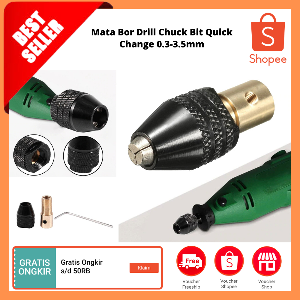 Jual Mata Bor Drill Chuck Bit Quick Change 0.3-3.5mm / Set Alat Chuck ...