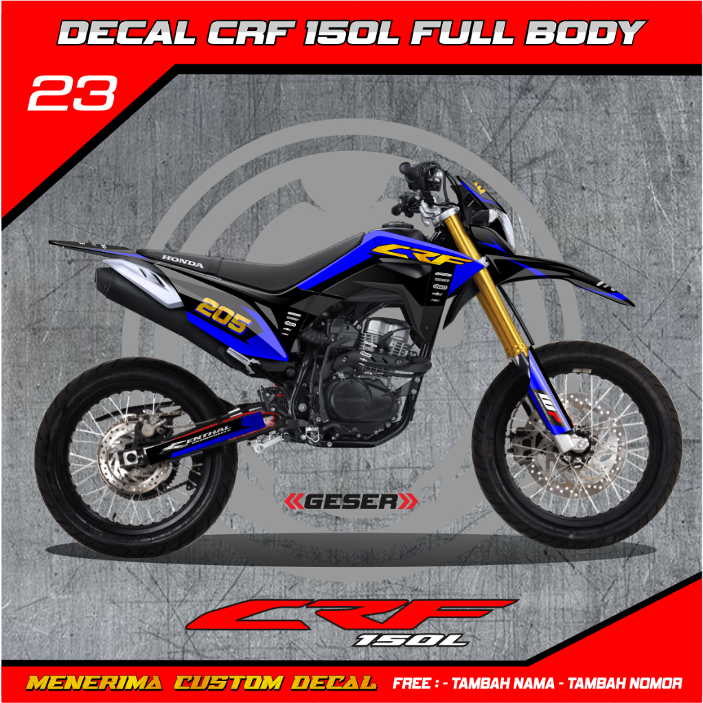 Jual Decal Stiker Crf 150 L Full Body Supermoto Biru | Shopee Indonesia