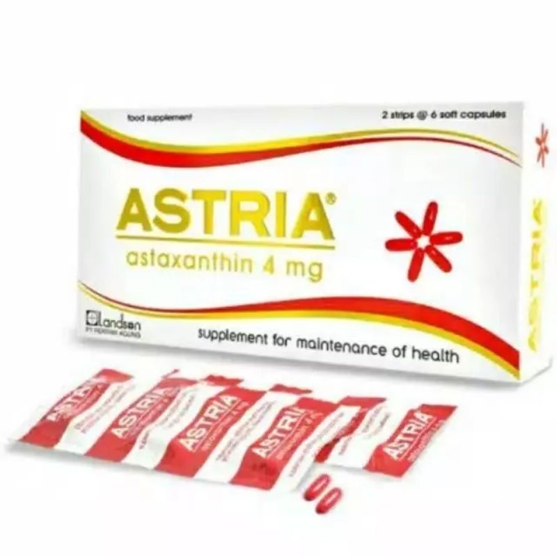 Jual ASTRIA NATURAL Ataxanthin 4mg 2 Strip 12 Kapsul, Landson | Shopee ...
