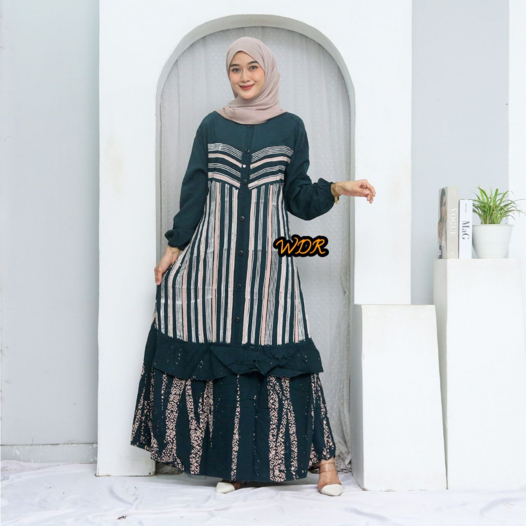 Jual Gamis Twill Rayon Full Kancing Depan Gamis Rayon Super Candi Mekar ...