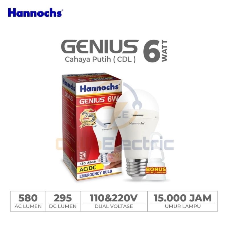 Jual Led Hannochs Genius 6 Watt Emergency - Lampu Emergency Hannochs ...