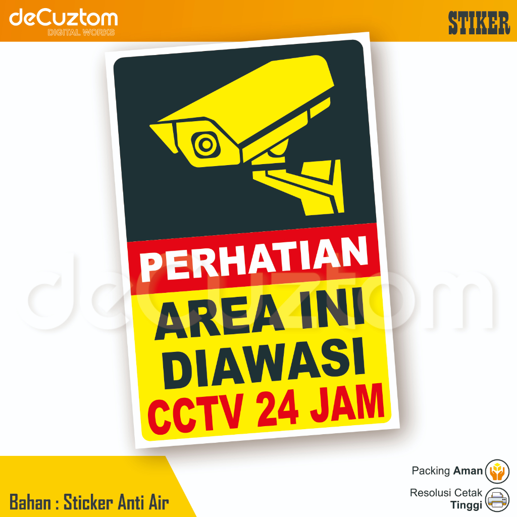 Jual Stiker Pantauan CCTV 24 Jam / Sticker CCTV 24 Jam / Stiker Label ...