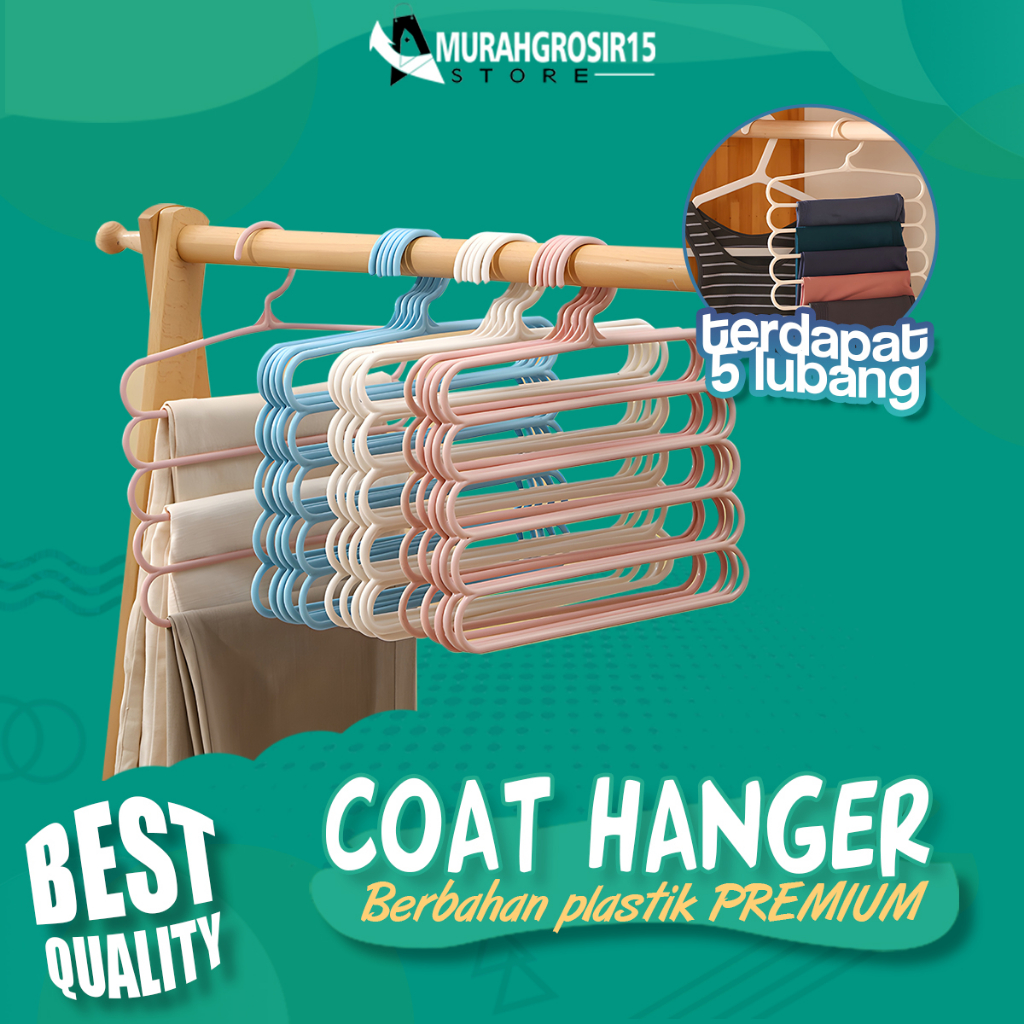 Jual Hanger Jilbab 5 in 1 / Hanger Baju / Hanger Hijab / Gantungan ...