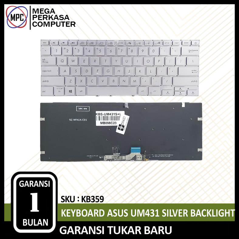 Jual Keyboard Asus ZenBook 14 UM431 UM431D UM431DA BX431FL Silver ...