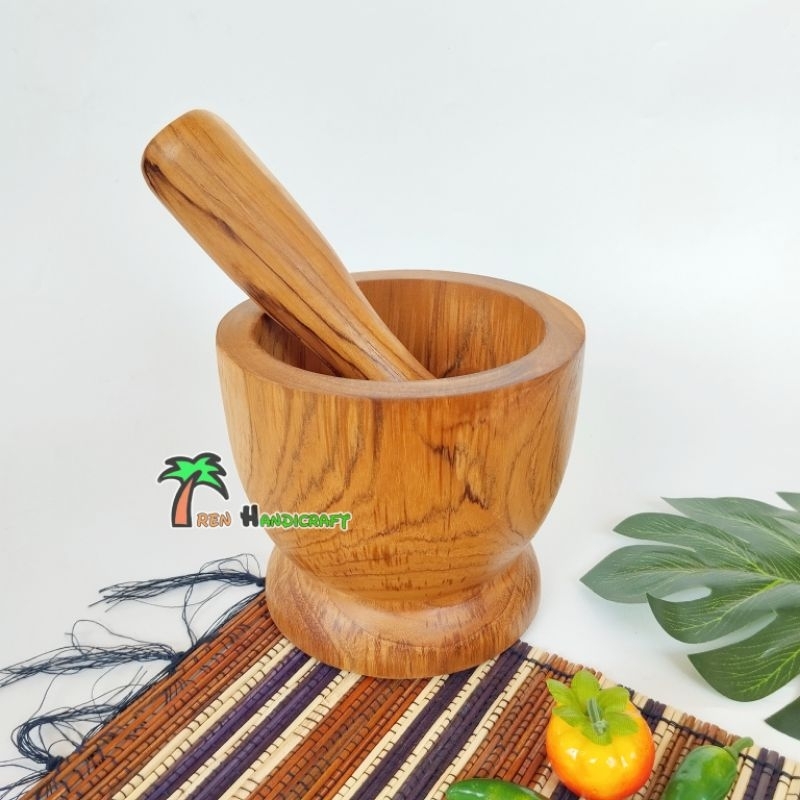 Jual ARENHANDICRAFT Lumpang kayu jati DM 13 cm | Shopee Indonesia