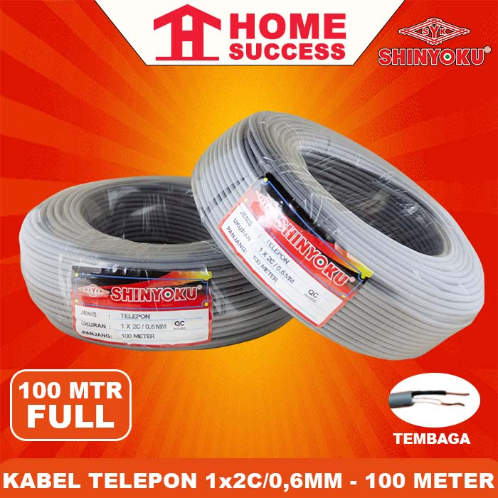Jual KABEL TELEPON SHINYOKU 1X2C/0,6MM - 100 METER TEMBAGA ASLI ISI 2 ...