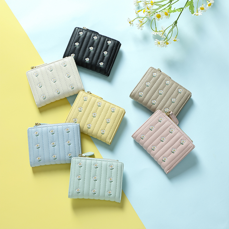 Jual Dompet Warna Pastel Korean Style Dompet Lipat Kecil Motif Bunga ...