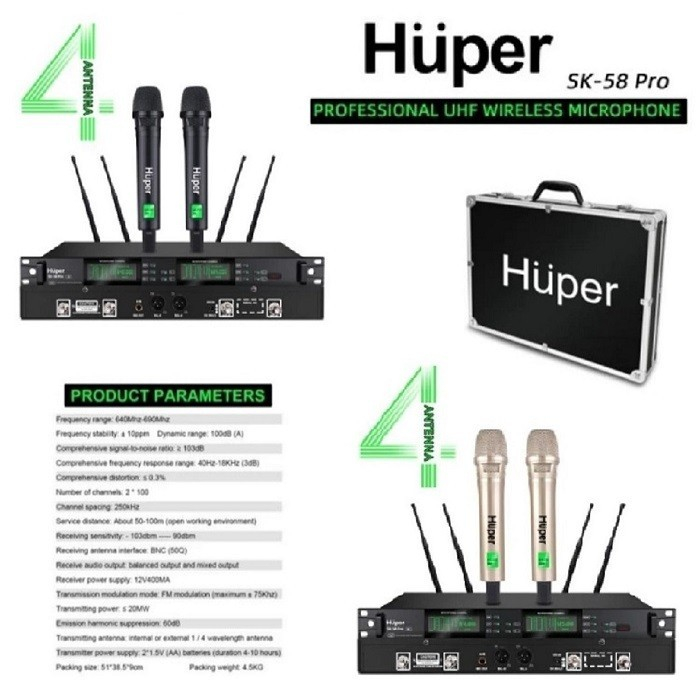 Jual mic wireless huper sk58 pro sk 58 pro original microphone handheld ...