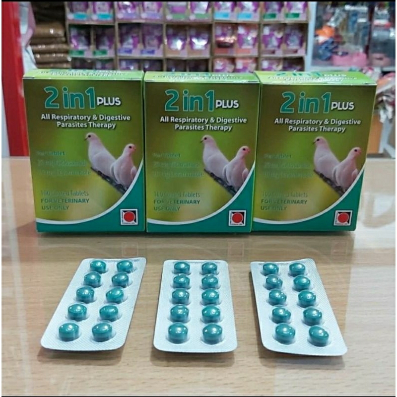 Jual Obat Cacing Burung 2in1 plus 10 tablet Obat Cacing Pita/Parasit ...