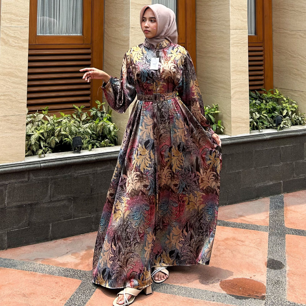 Jual Gamis silk mewah dan anggun set belt / gaun mewah armani silk ...