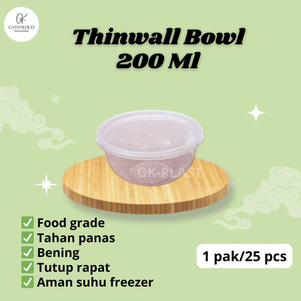 Jual (25 pcs) Thinwall 200ml bowl/ mangkok salad/food container ...