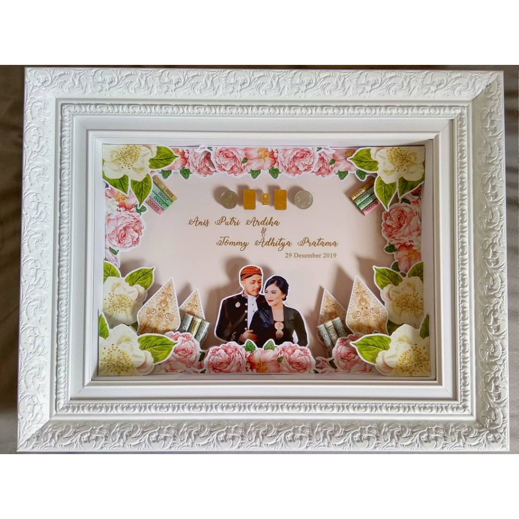 Jual MAHAR PERNIKAHAN POPUP FLOWER FRAME UKIR PUTIH 40X50 | Shopee ...