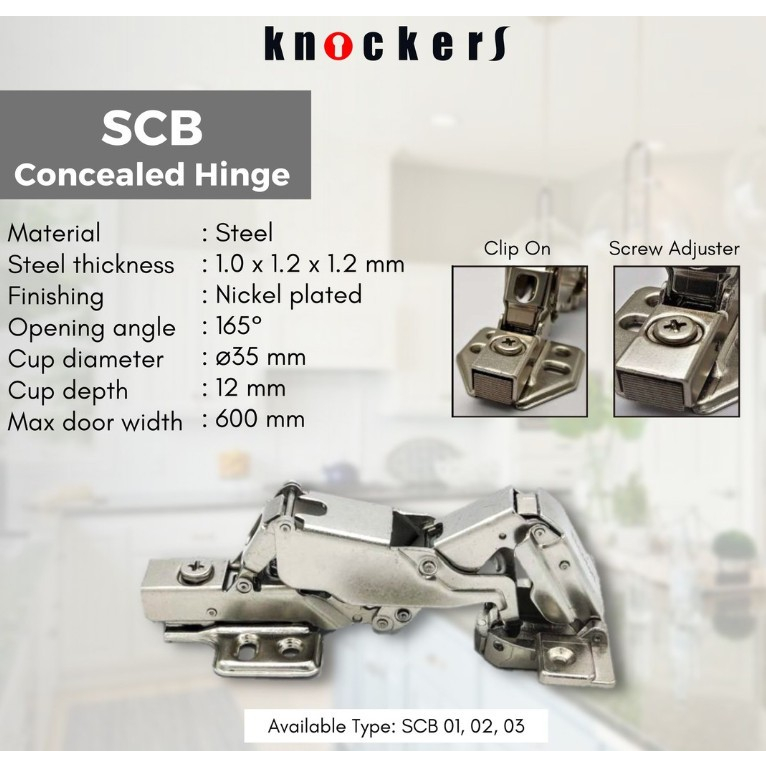 Jual Knockers Engsel Buaya / Engsel 165 Derajat / SCB / Concealed Hinge ...