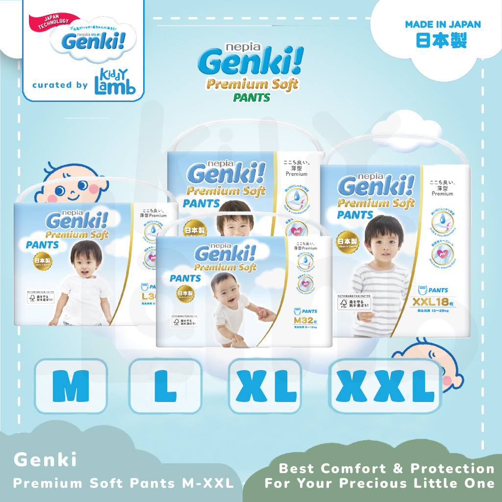 Jual Genki Premium Soft Pants / M32, L30, XL26, XXL18 / Diapers Celana Popok Pampers - KIDDY ...
