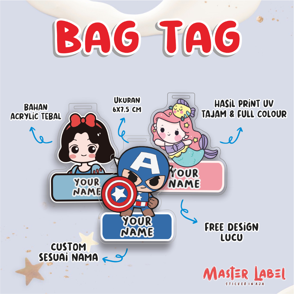 Jual PART 2 Bagtag tas anak gantungan tas lucu bagtag custom nama ...