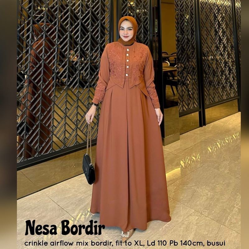 Jual NEW SALE Nesa Bordir Gamis Wanita Dewasa Terbaru 2023 Elegan Gamis ...