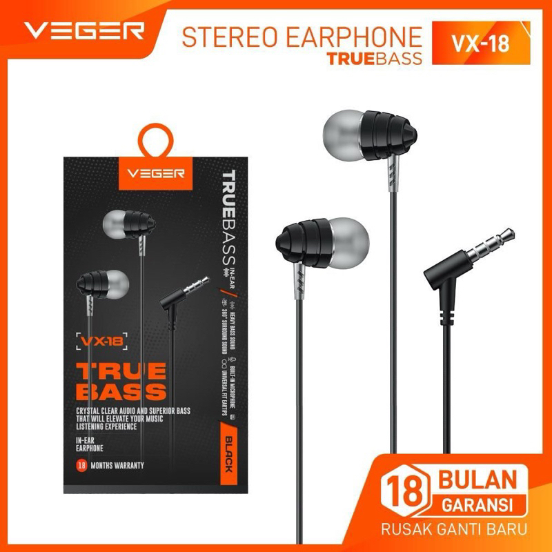 Jual VEGER VX -17 VX-18 VX-19 / earphone headset handsfree VEGER VX-18 ...