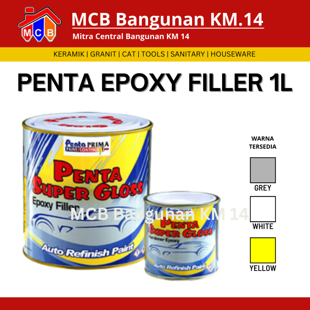 Jual PENTA EPOXY FILLER ABU-ABU / PUTIH / KUNING 1L - EPOXY FILLER GREY ...