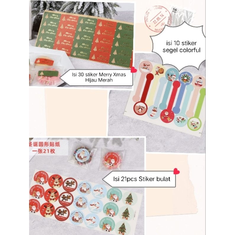 Jual 1 lembar stiker natal stiker bulat natal 5cm stiker kotak Natal ...