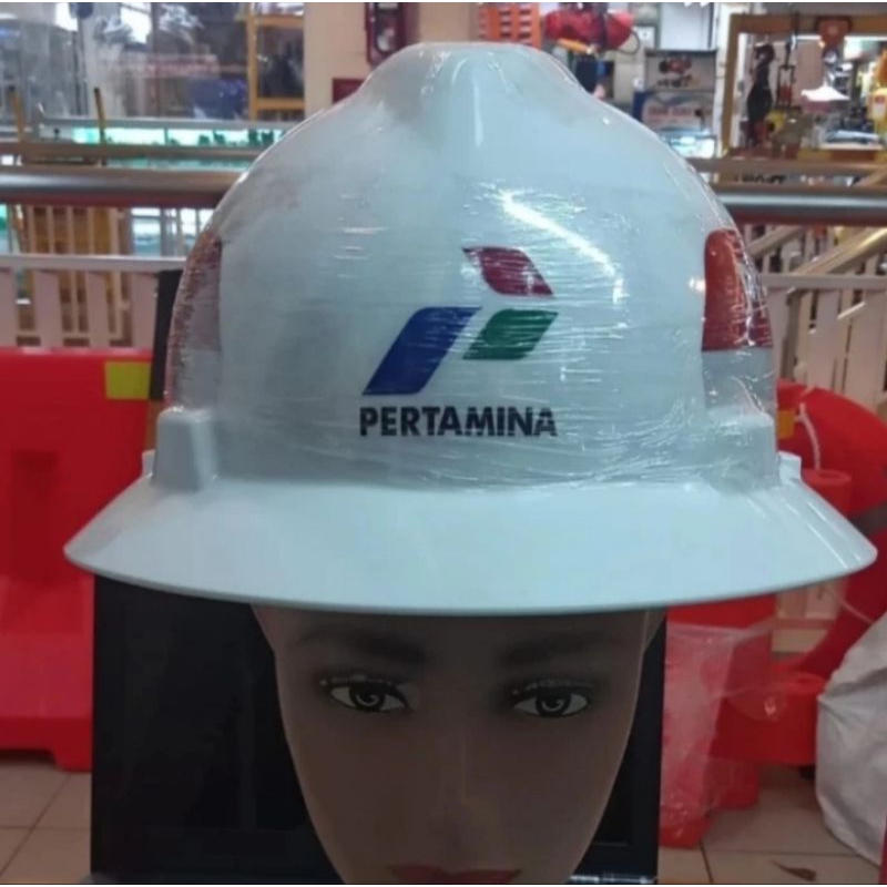 Jual Helm Safety MSA Fullbrim Pertamina / Helm MSA Full Brim Sticker ...
