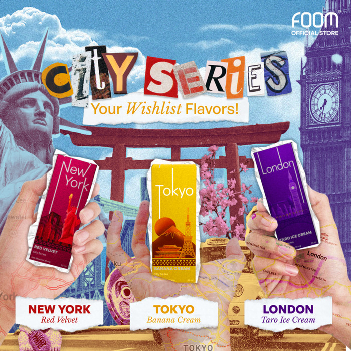 Jual [SALT] - FOOM CITY SERIES 30ML 30MG PODS LONDON - TOKYO - NEW YORK ...