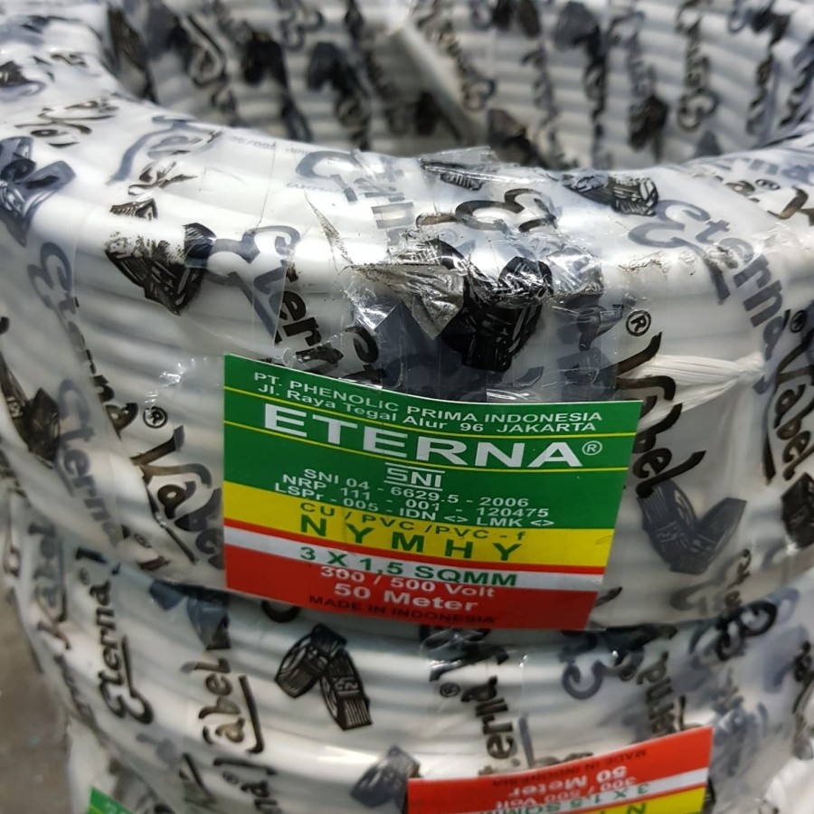 Jual KABEL LISTRIK NYMHY NYMHYO ETERNA 3X1.5 3X1,5 MM SERABUT PER ROLL ...