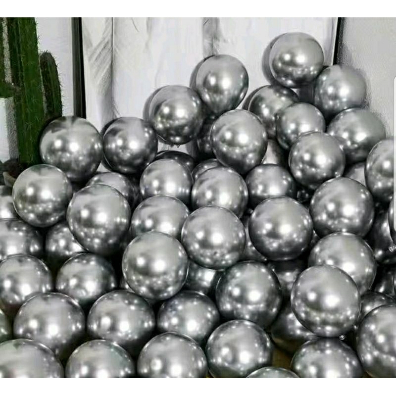 Jual BALON LATEX CHROME SILVER PACK ISI 50PCS BALON CHROME KILAP SILVER ...