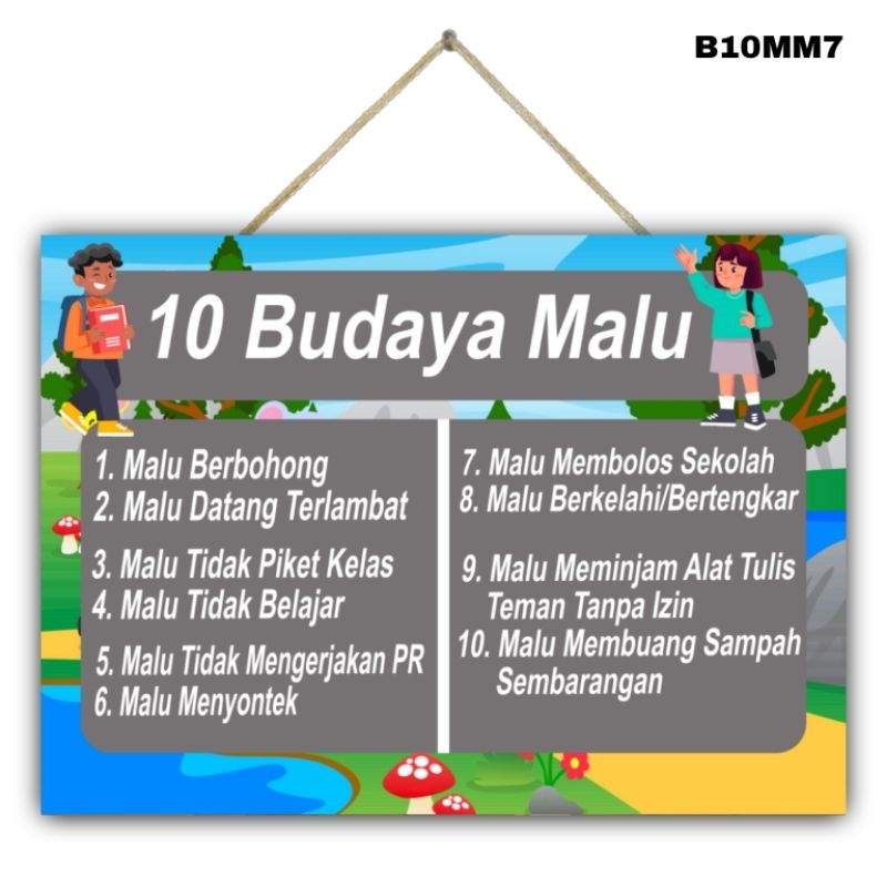 Jual COD ☑️ Hiasan dinding Poster 10 BUDAYA MALU gantungan sekolah kelas edukasi anak | Shopee ...