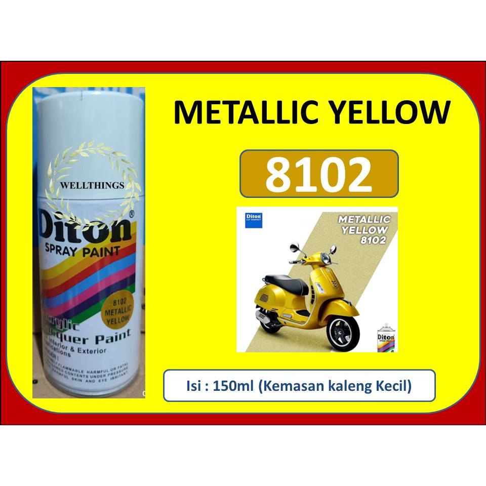 Jual Cat Pilox Diton 8102 150cc Metallic Yellow Spray Kuning Metalik ...