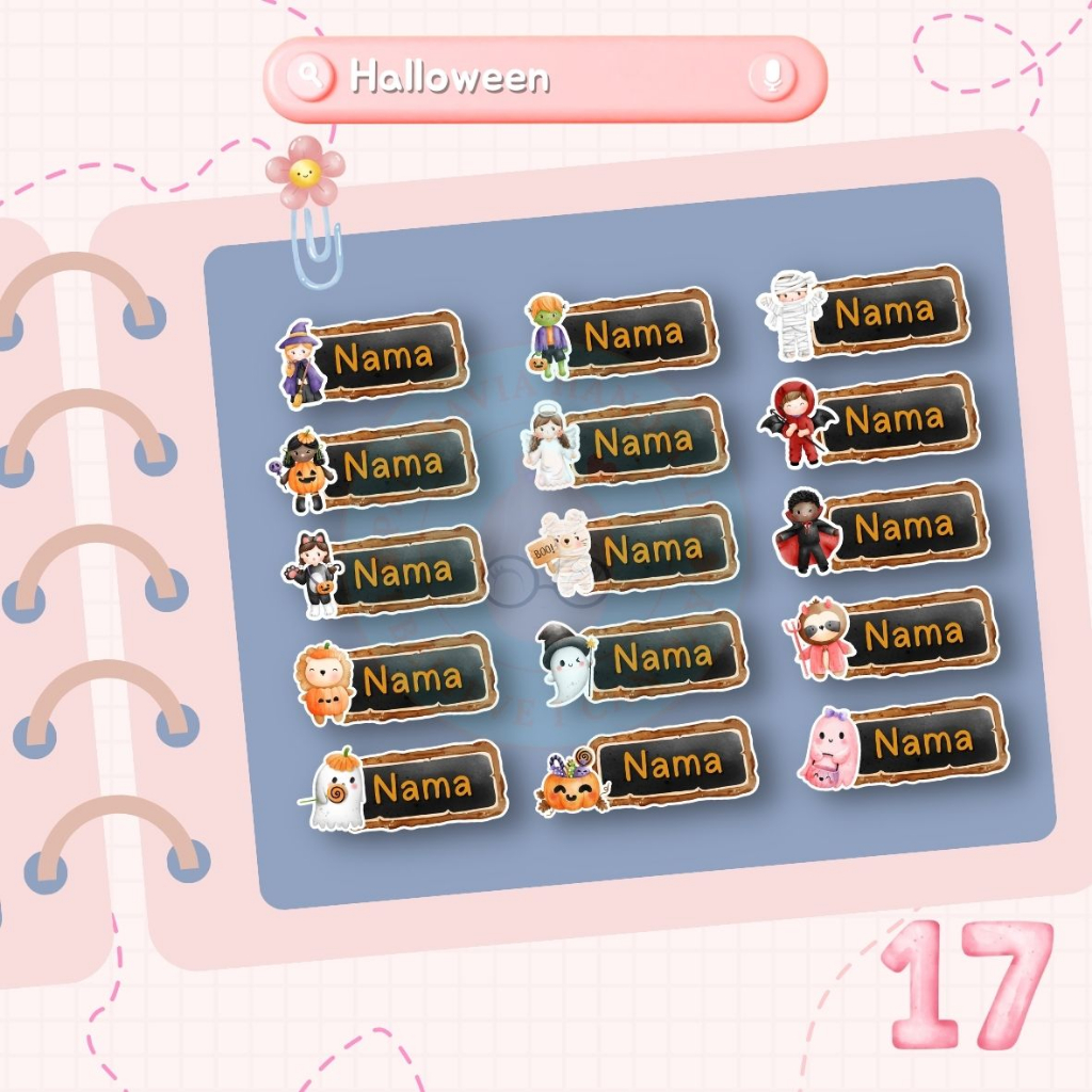 Jual Stiker Label Nama Lembaran Anak Custom / Stiker Nama Lembaran ...