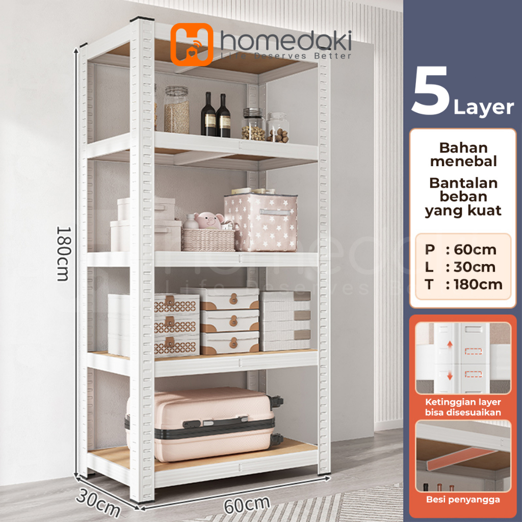 Jual Homedoki Rak penyimpanan 5 tingkat / 5 susun Rak gudang Serbaguna ...