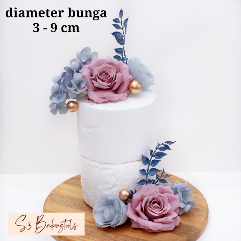 Jual Cake Topper hiasan kue artificial flower beautiful dusty set | Shopee Indonesia
