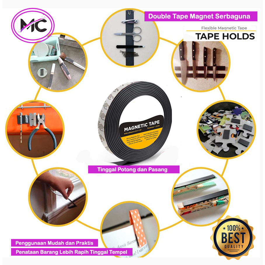 Jual Magnet Tape 3m Magnetic Strip Double Tape Tebal Tempelan Dinding ...