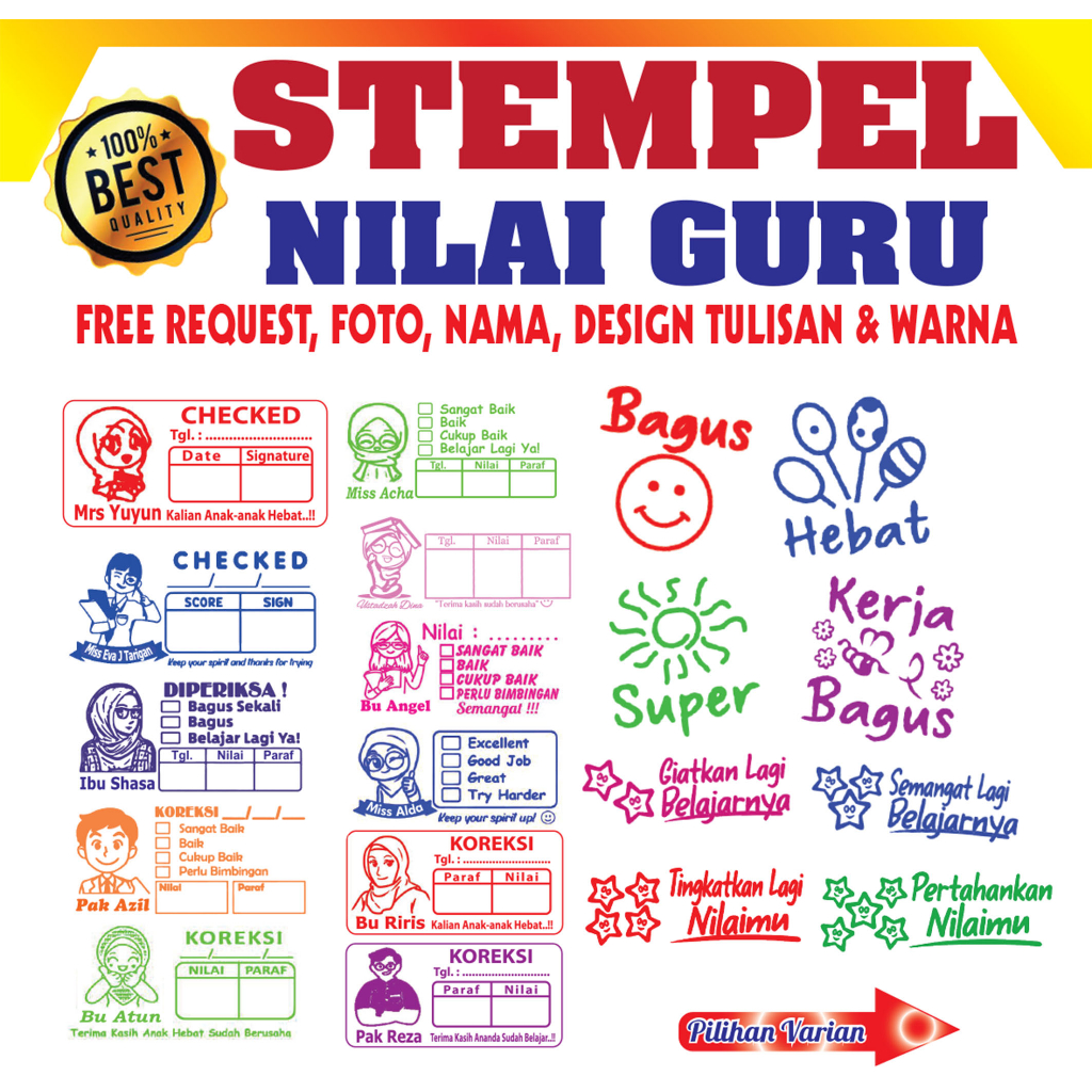 Jual (Promo Termurah) Stempel Nilai Guru Stempel Checked Stempel Reward ...