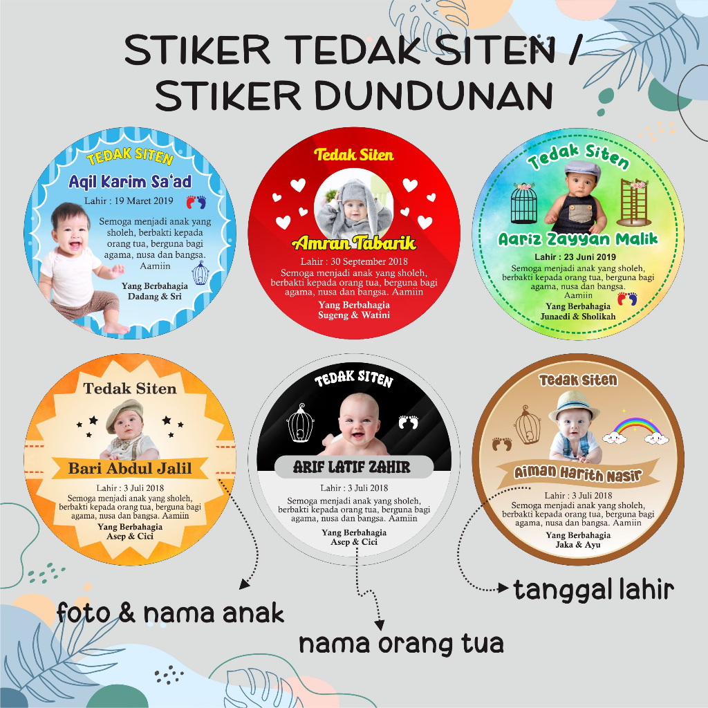 Jual (ukuran 6 cm)Stiker Tasyakuran Tedak Siten/Stiker tedhak siten ...