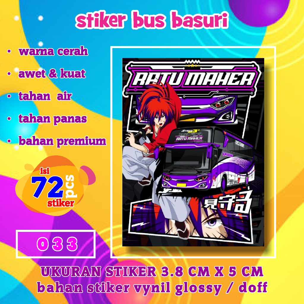 Jual stiker bus basuri ratu maher [033] warna cerah kuat tidak luntur ...