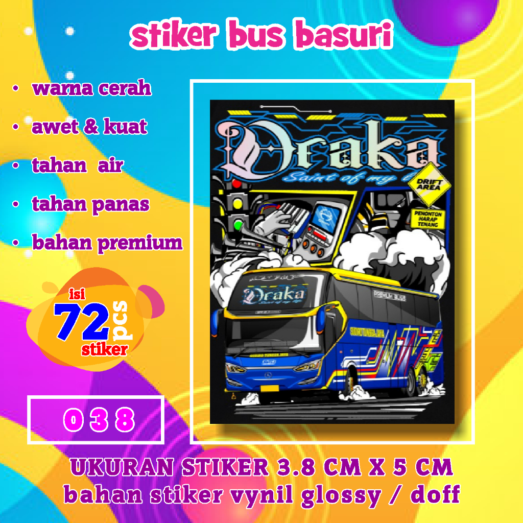 Jual stiker bus basuri draka [038] warna cerah kuat tidak luntur [vynil ...