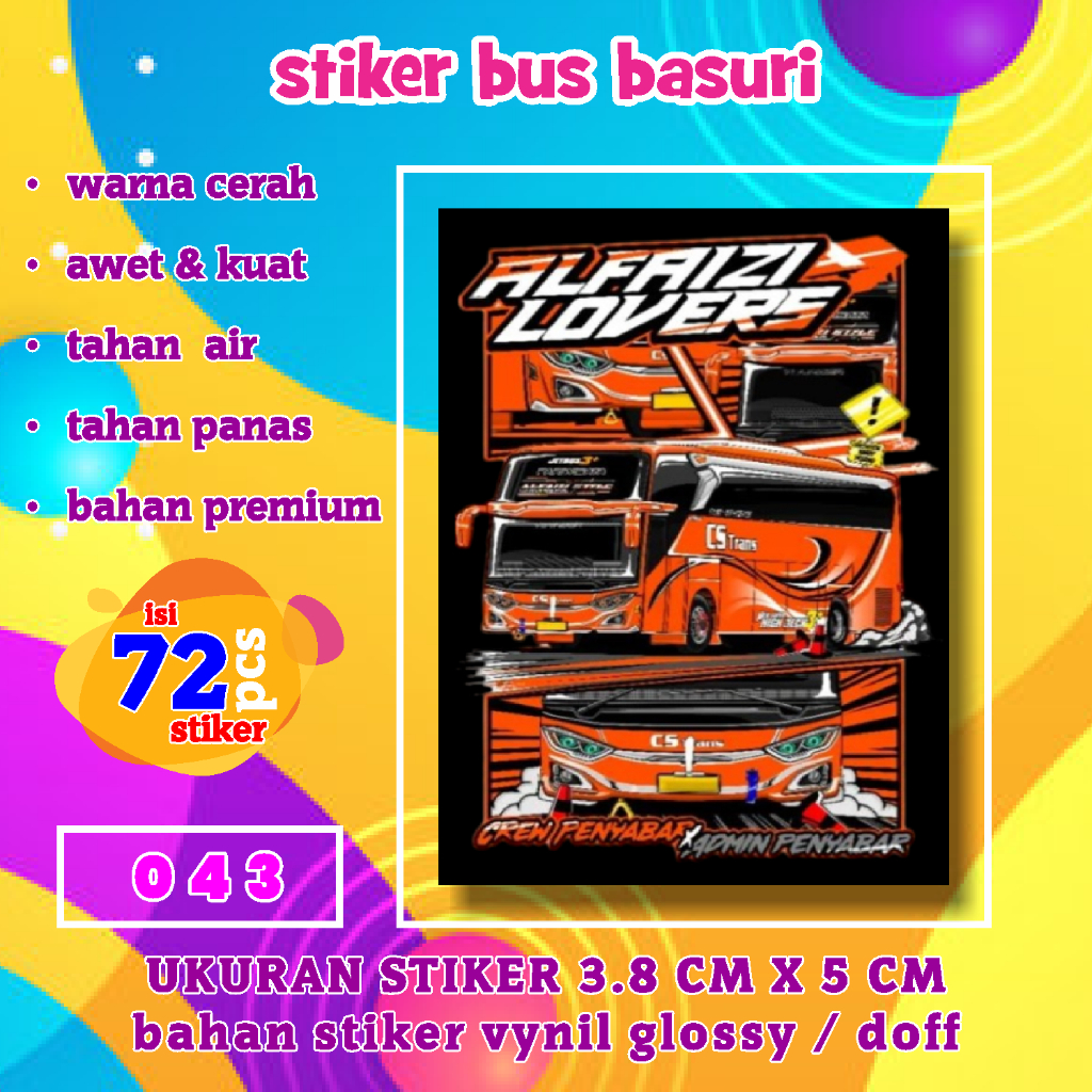 Jual stiker bus basuri alfaizi lovers [043] warna cerah kuat tidak ...